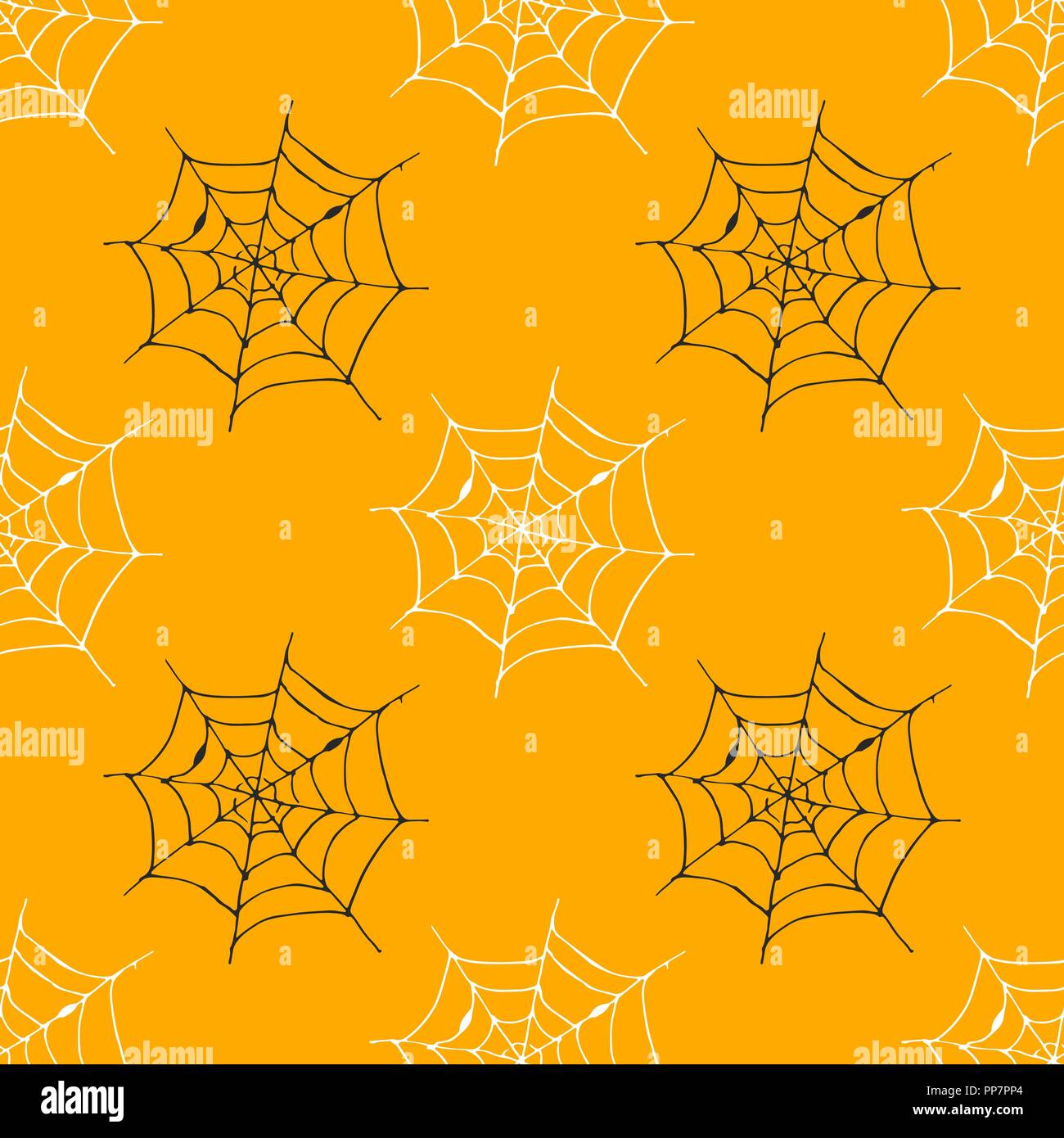 Spider web seamless pattern vector illustration. Hand drawn sketched ...