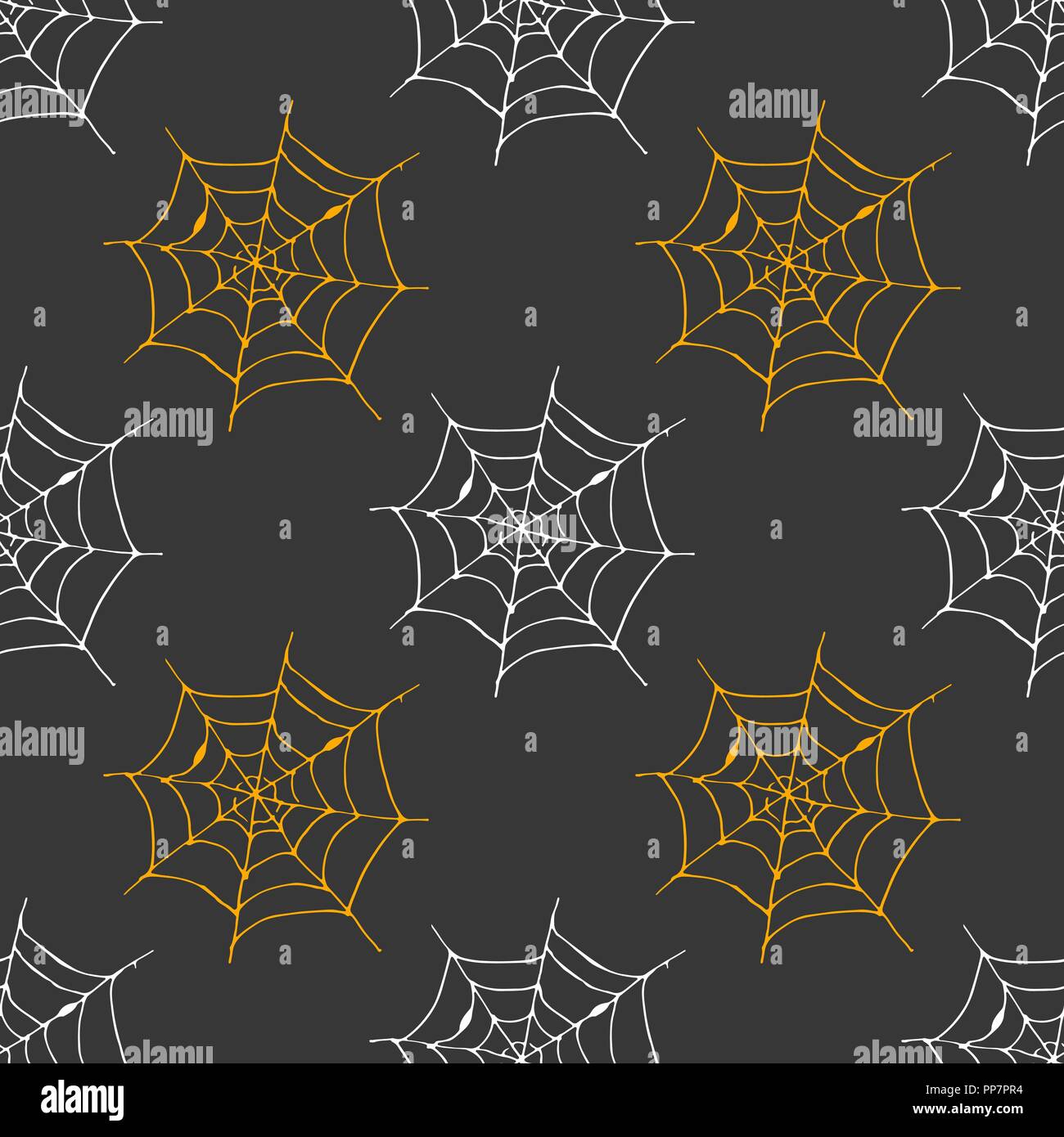 Spider web seamless pattern vector illustration. Hand drawn sketched ...