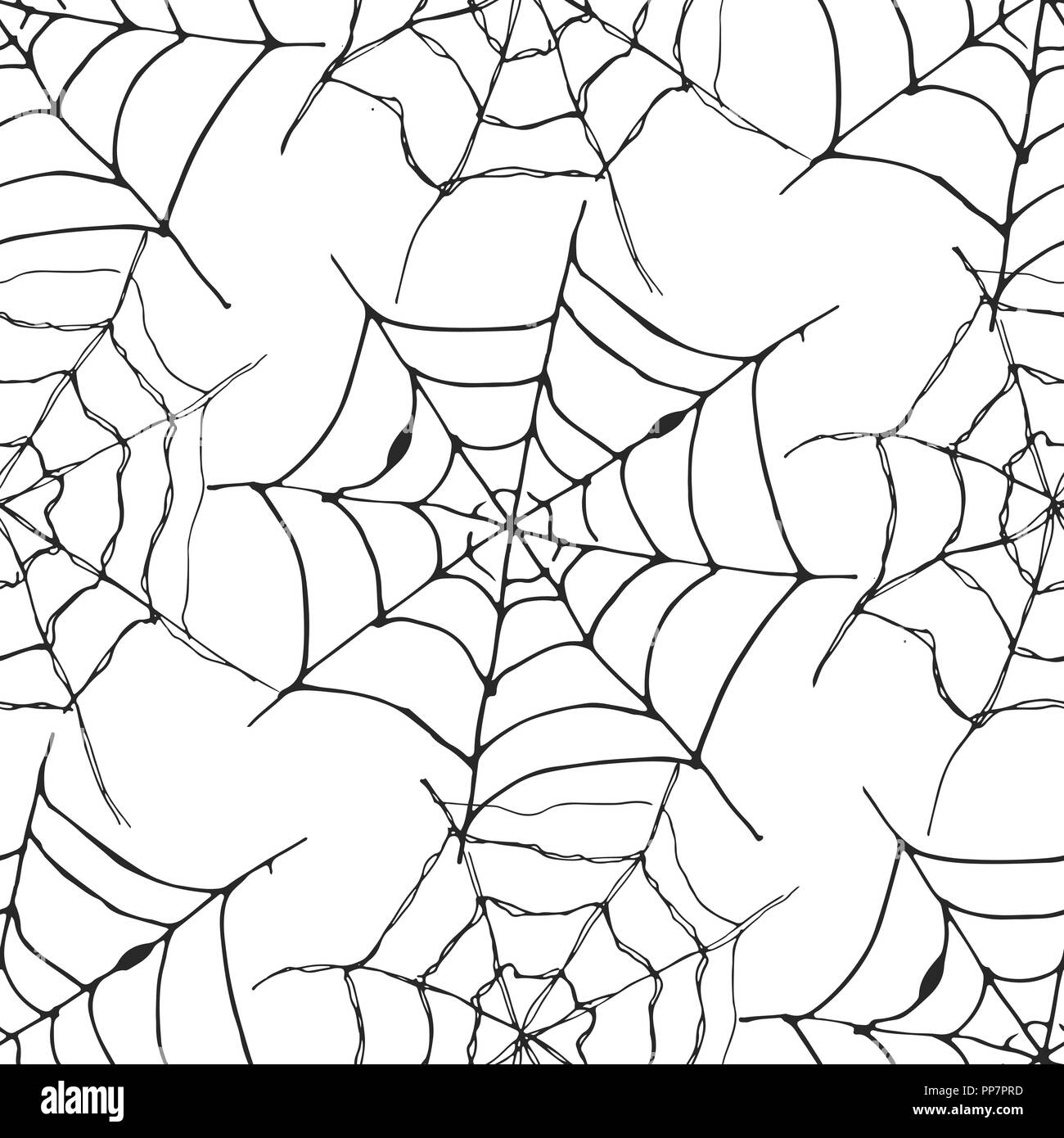 Spider web seamless pattern vector illustration. Hand drawn sketched ...