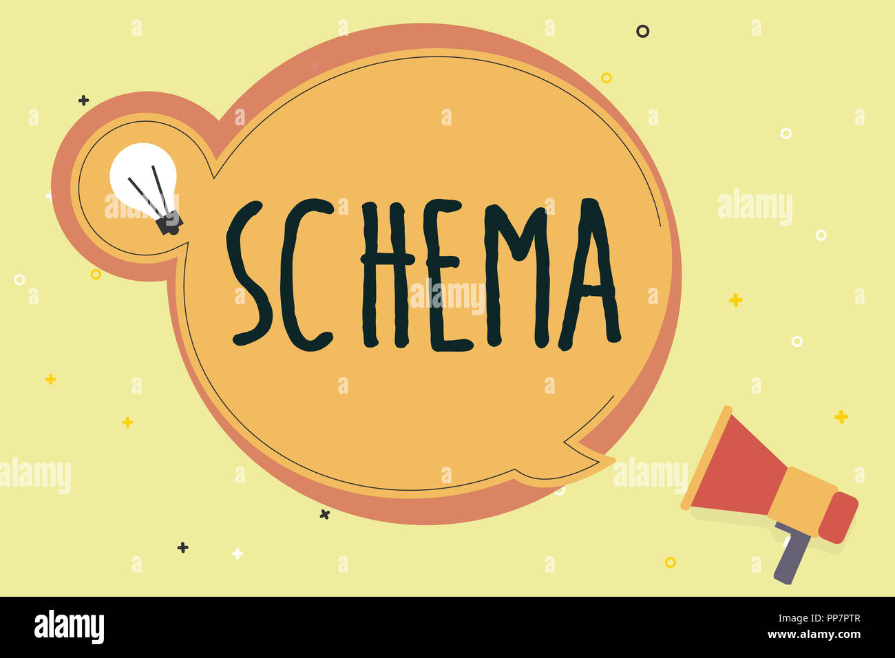 Handwriting text writing Schema. Concept meaning representation of plan ...
