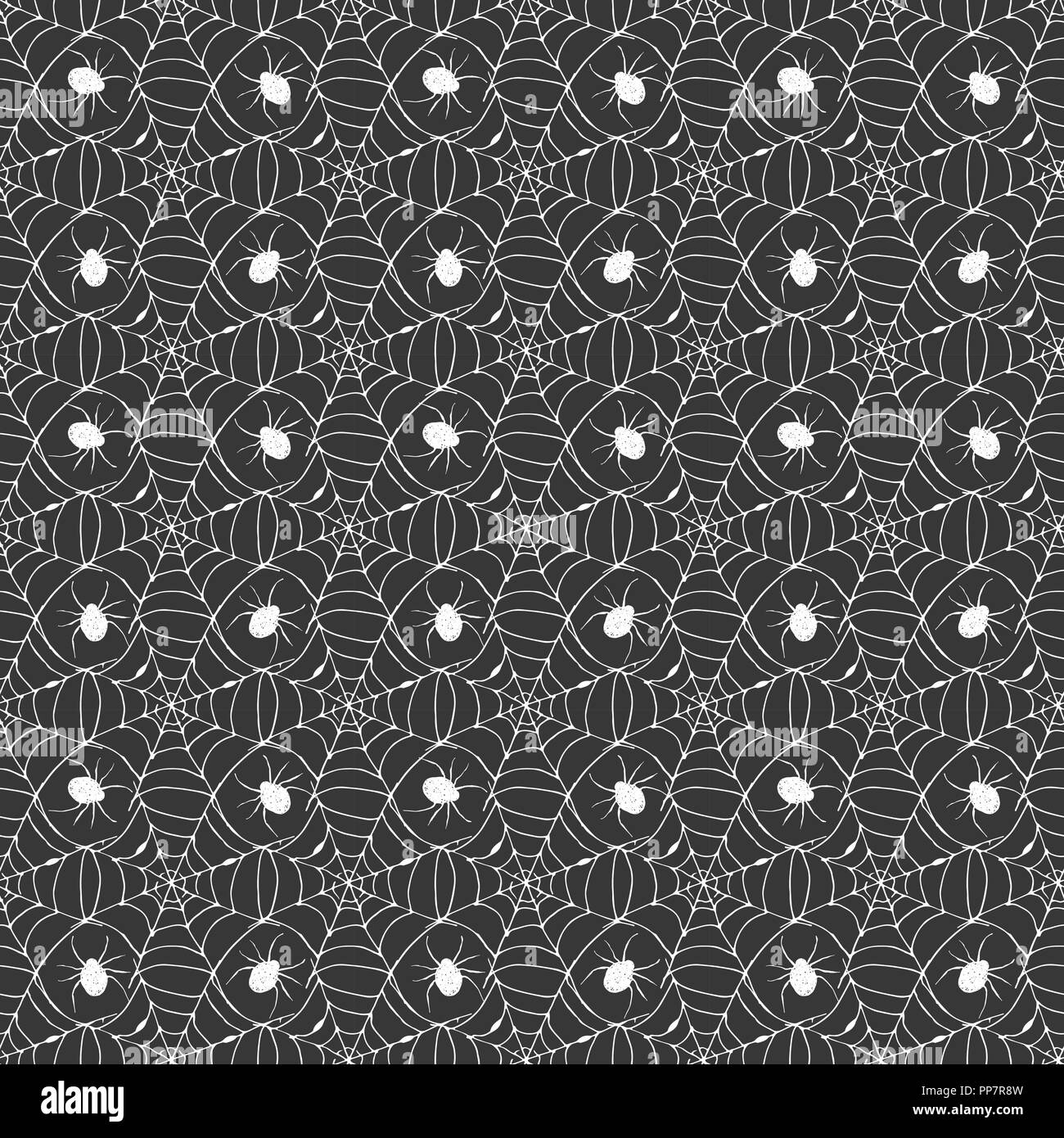 Spider web seamless pattern vector illustration. Hand drawn sketched ...