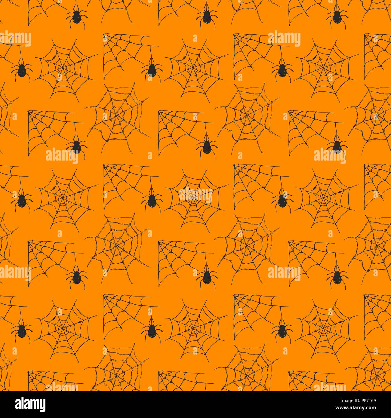 Spider web seamless pattern vector illustration. Hand drawn sketched ...
