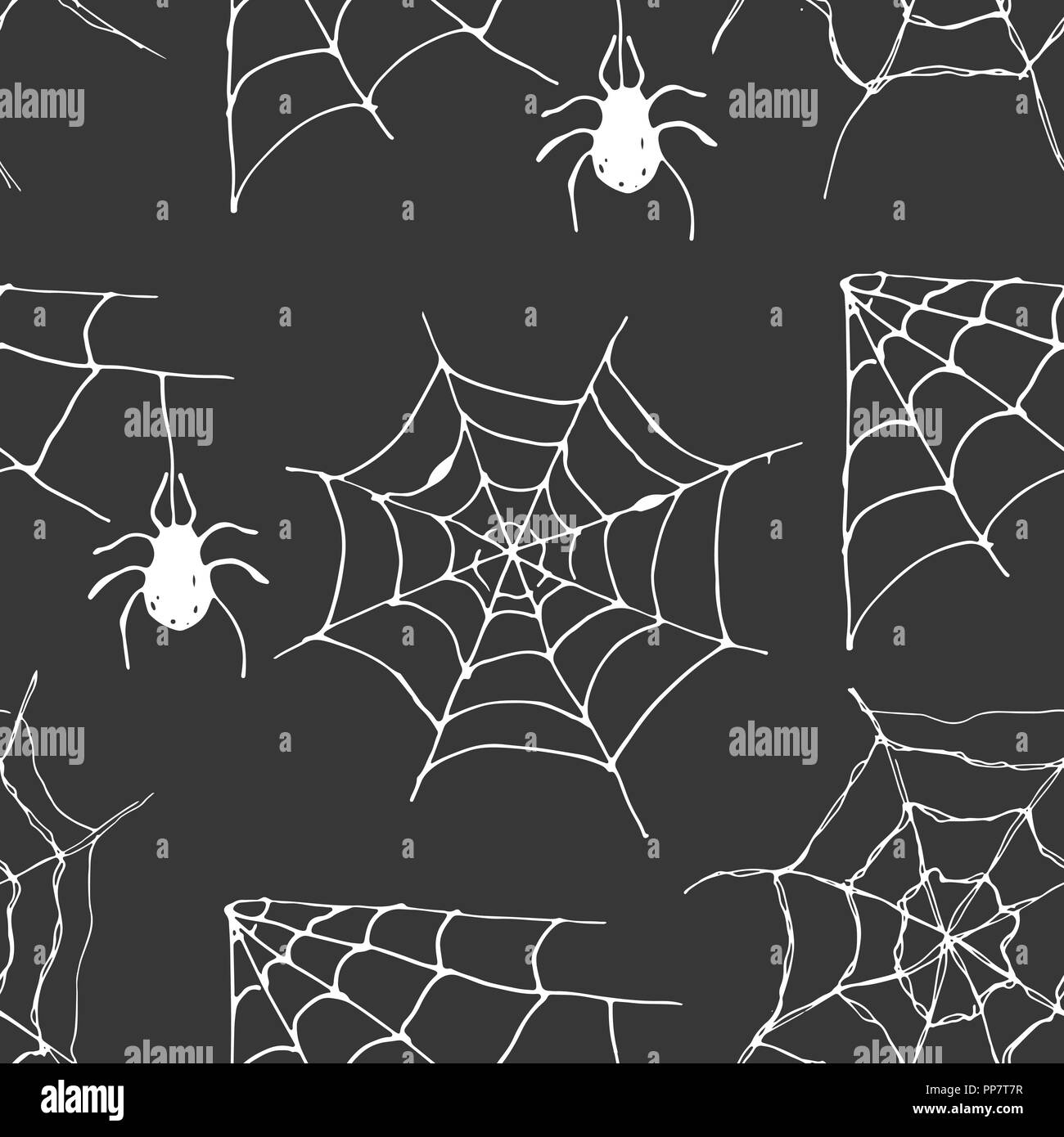 Spider web seamless pattern vector illustration. Hand drawn sketched ...