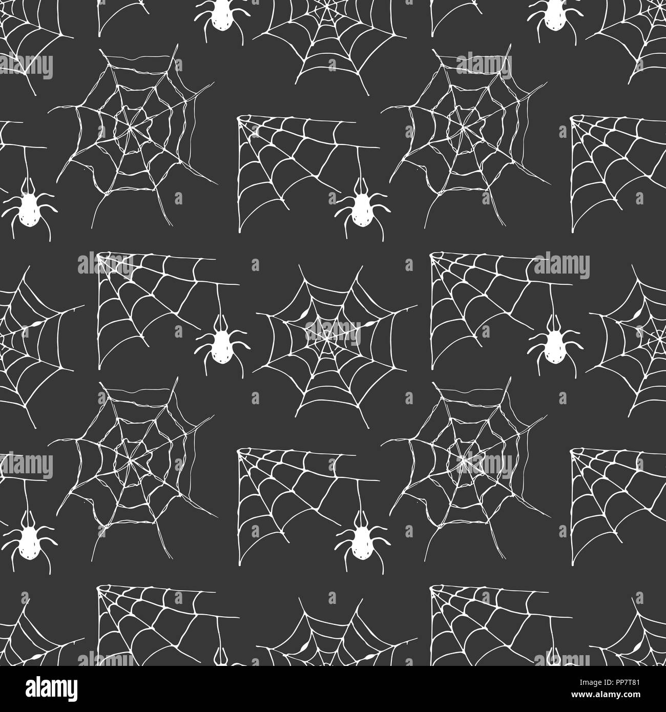 Spider web seamless pattern vector illustration. Hand drawn sketched ...