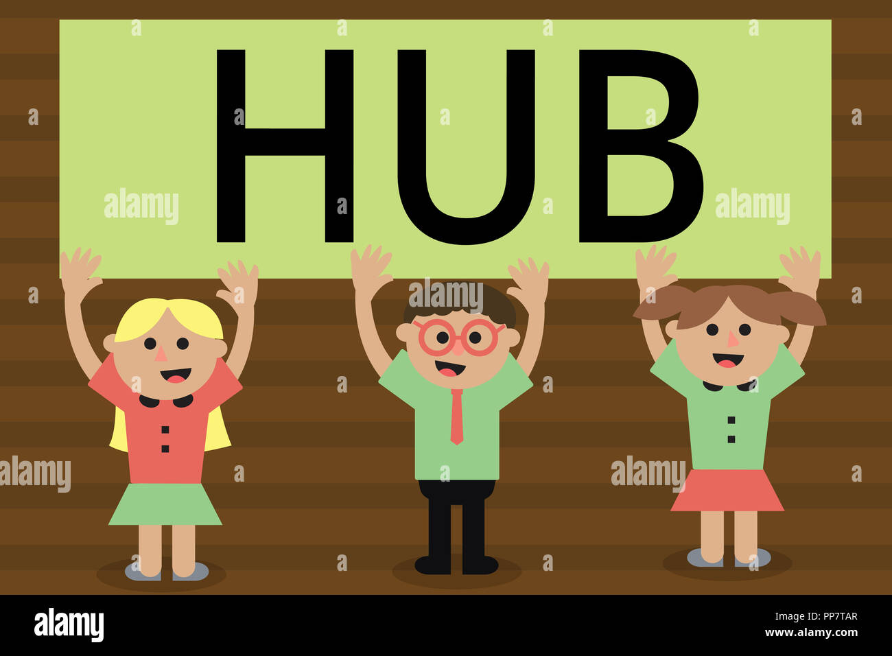 Handwriting text writing Hub. Concept meaning The effective center of ...