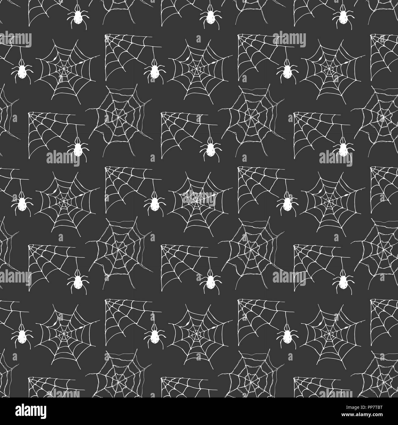 Spider web seamless pattern vector illustration. Hand drawn sketched ...