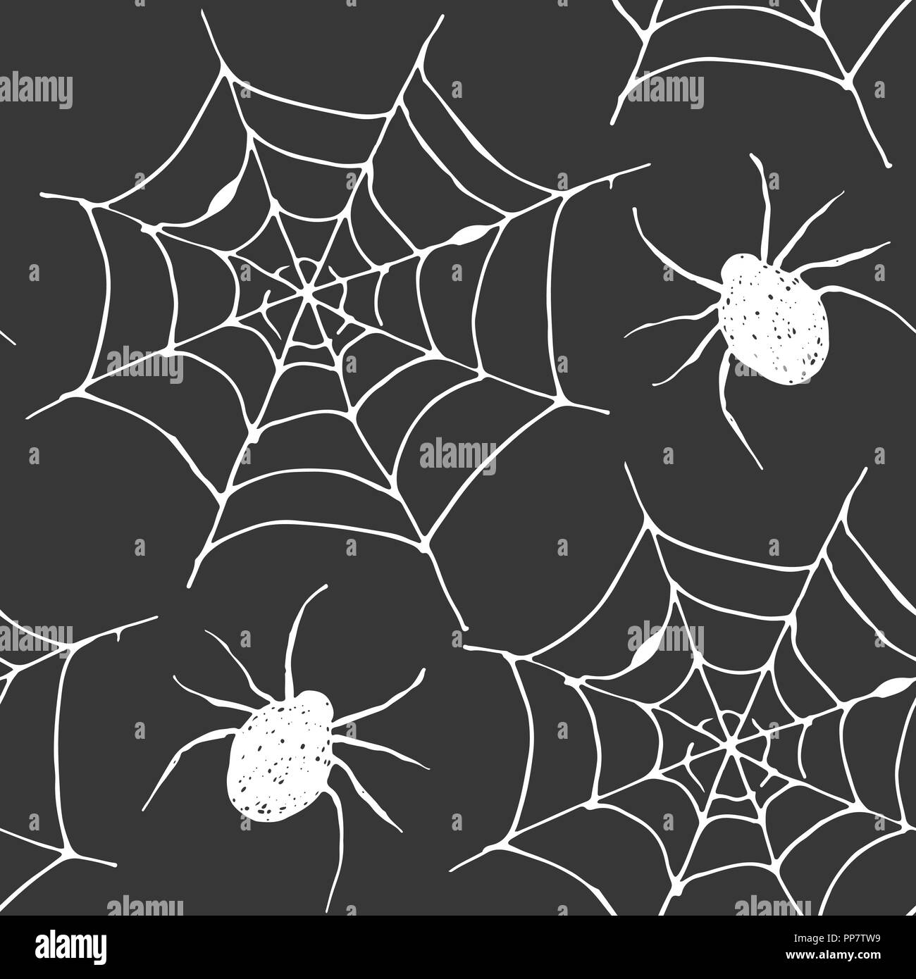 Spider web seamless pattern vector illustration. Hand drawn sketched ...