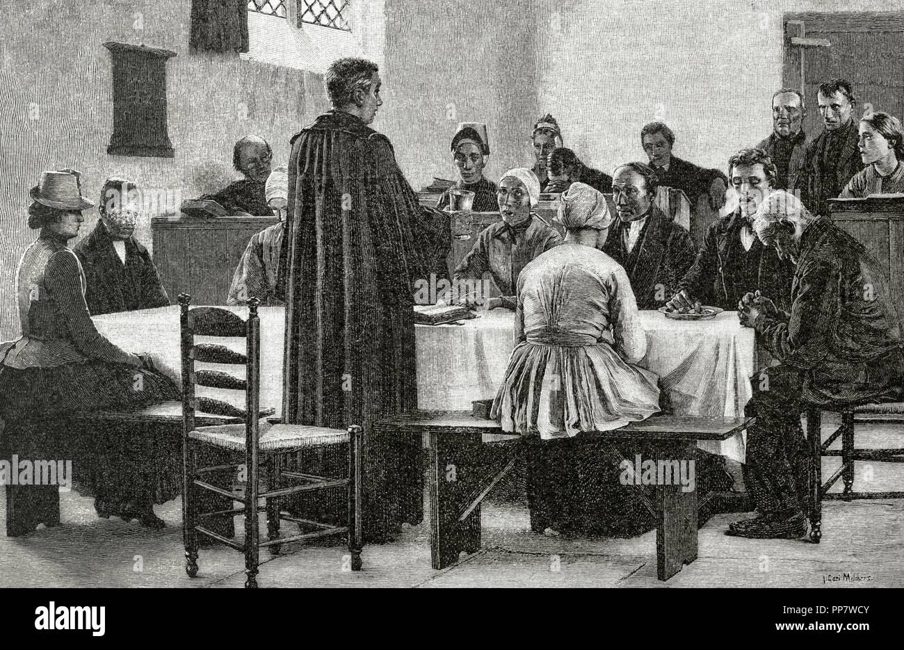 Communion at mass engraving hi-res stock photography and images - Alamy