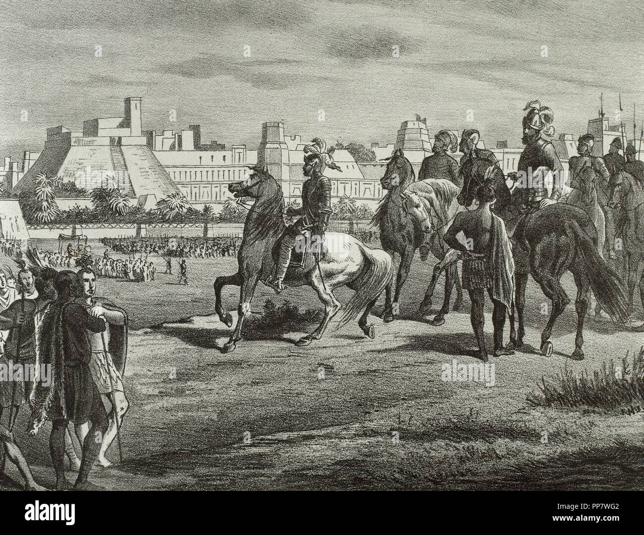 Conquest of Mexico, 1519. Moctezuma II (c. 1466-1520), ninth tlatoani ...