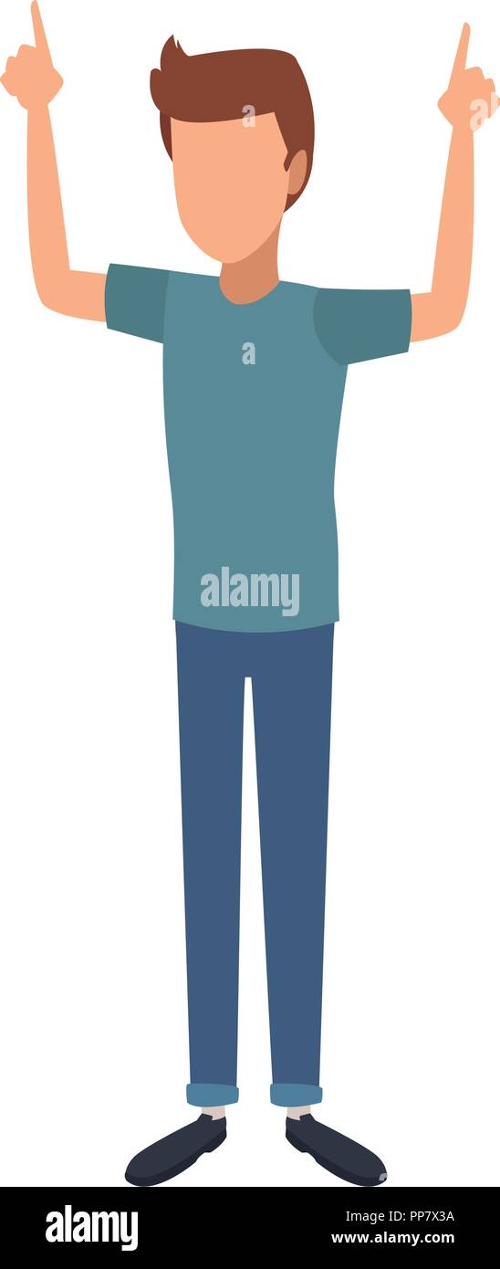 Cartoon boy pointing hands hi-res stock photography and images - Alamy