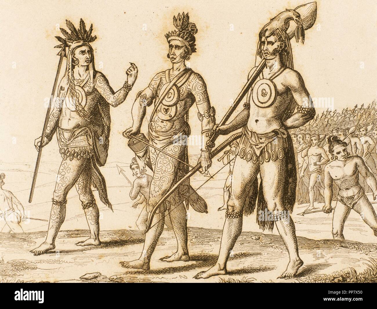 American Indians. 16th century. Engraving, 1841 Stock Photo - Alamy