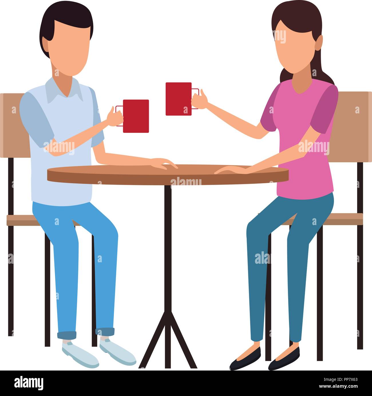 Couple drinking tea coffee Stock Vector Images - Alamy