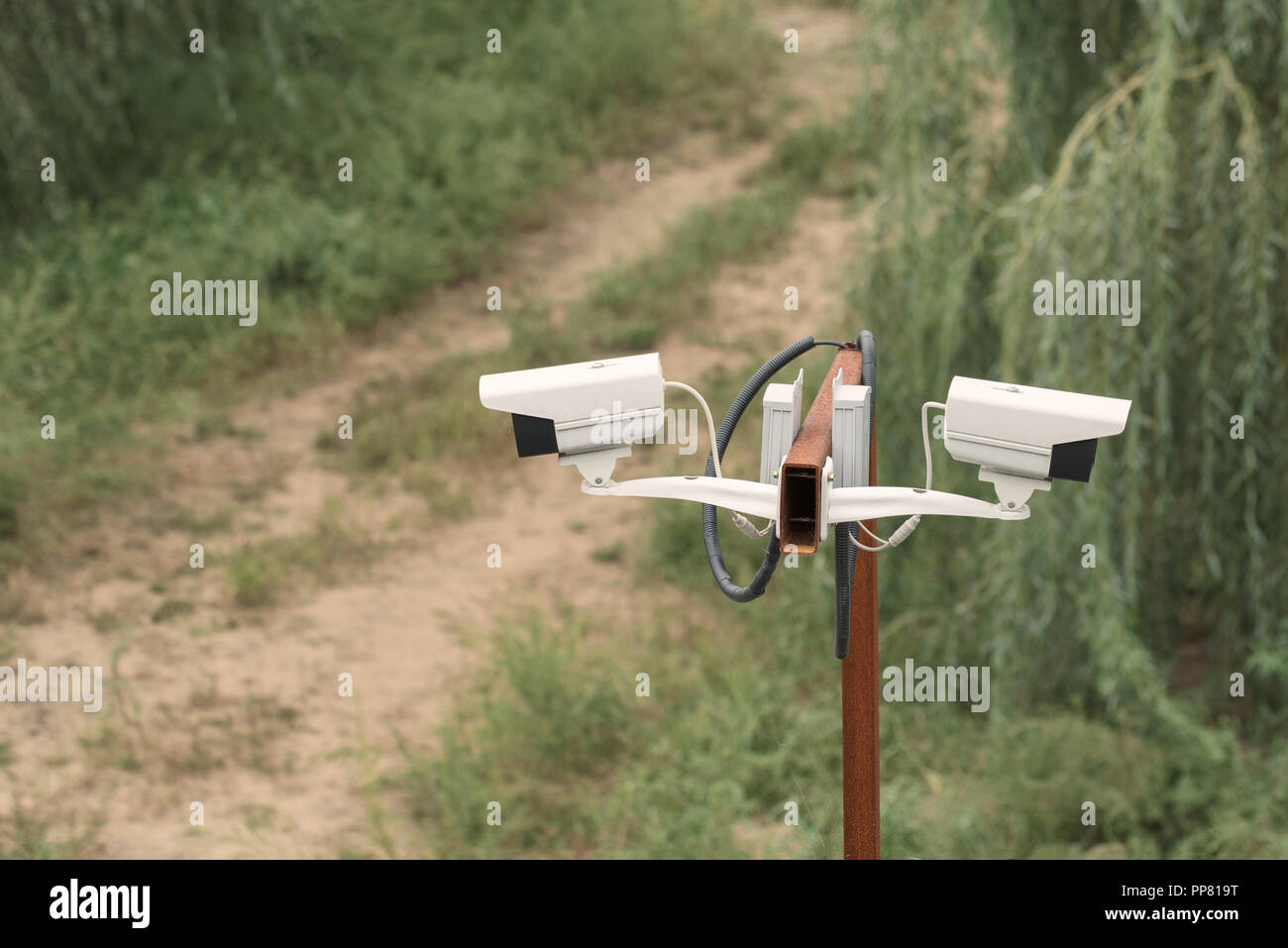 Security CCTV camera. Outdoor video cameras. Cctv security system Stock ...