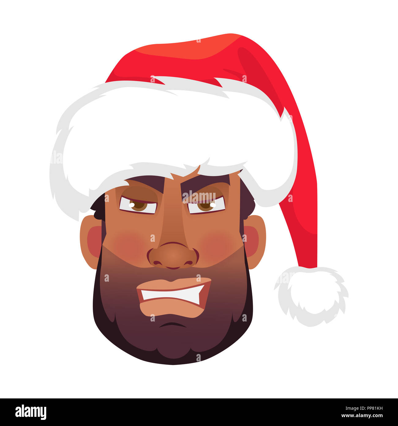 Head of African man in a Santa Claus hat. African american man face ...