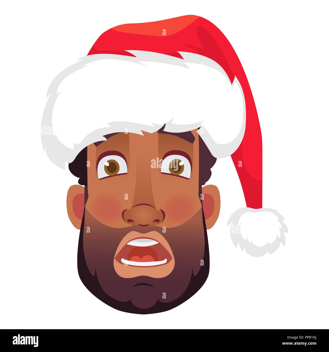 Head of African man in a Santa Claus hat. African american man face ...