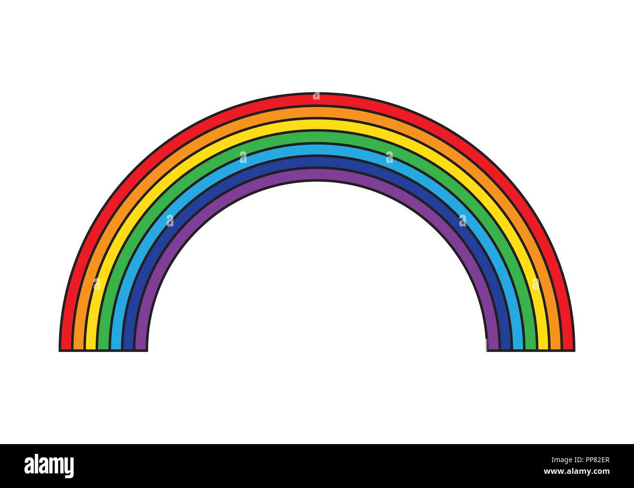 Cartoon rainbow isolated on white background icon. Vector illustration ...