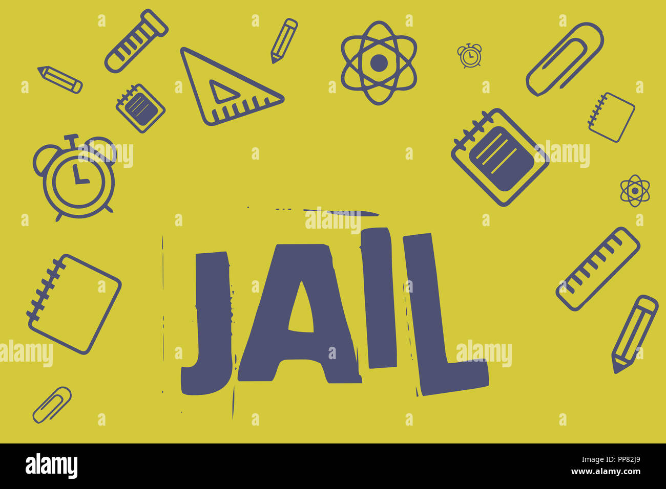 Writing note showing Jail. Business photo showcasing Place for the ...