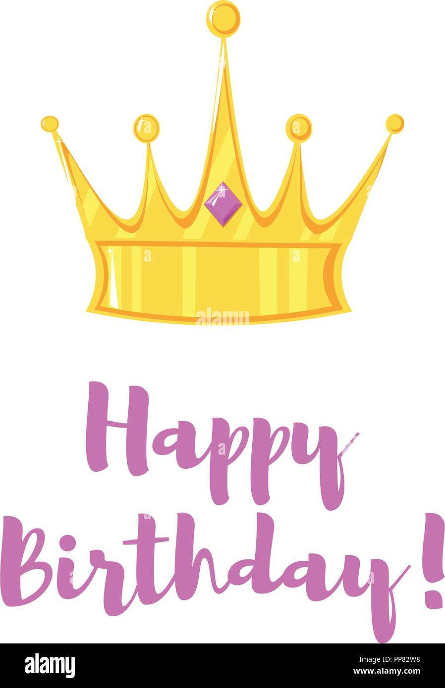 Vector illustration. The golden crown and the inscription of a happy ...
