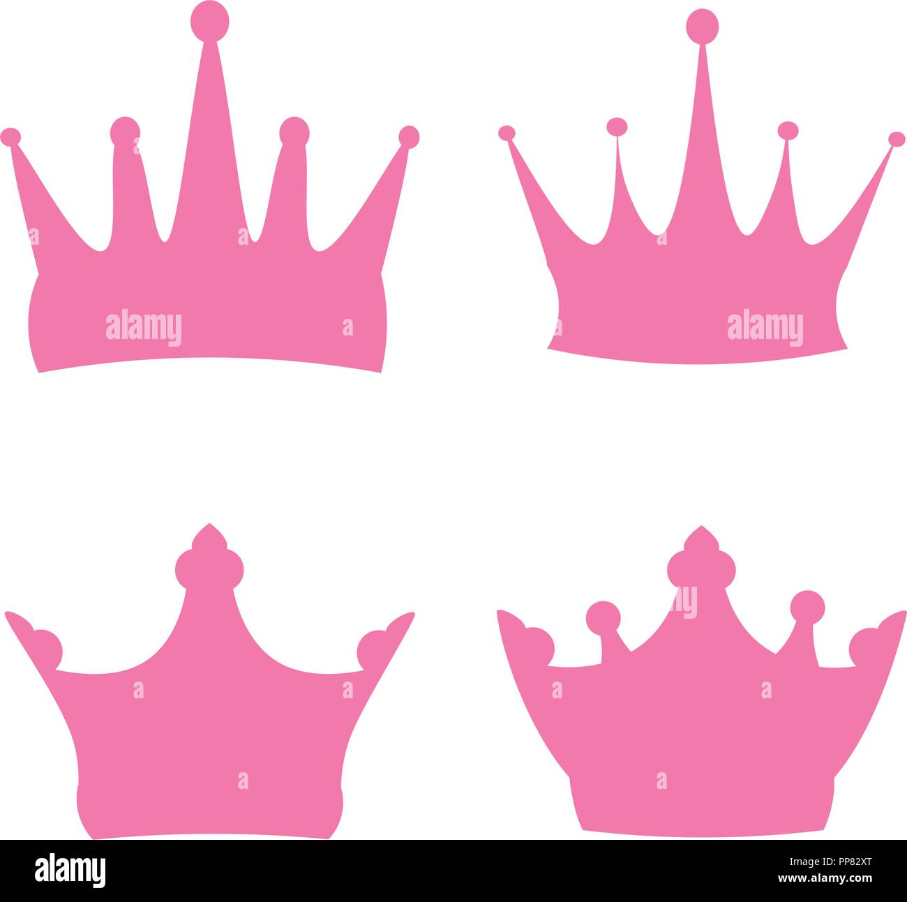 Vector illustration. Set of pink crowns on a white background Stock ...