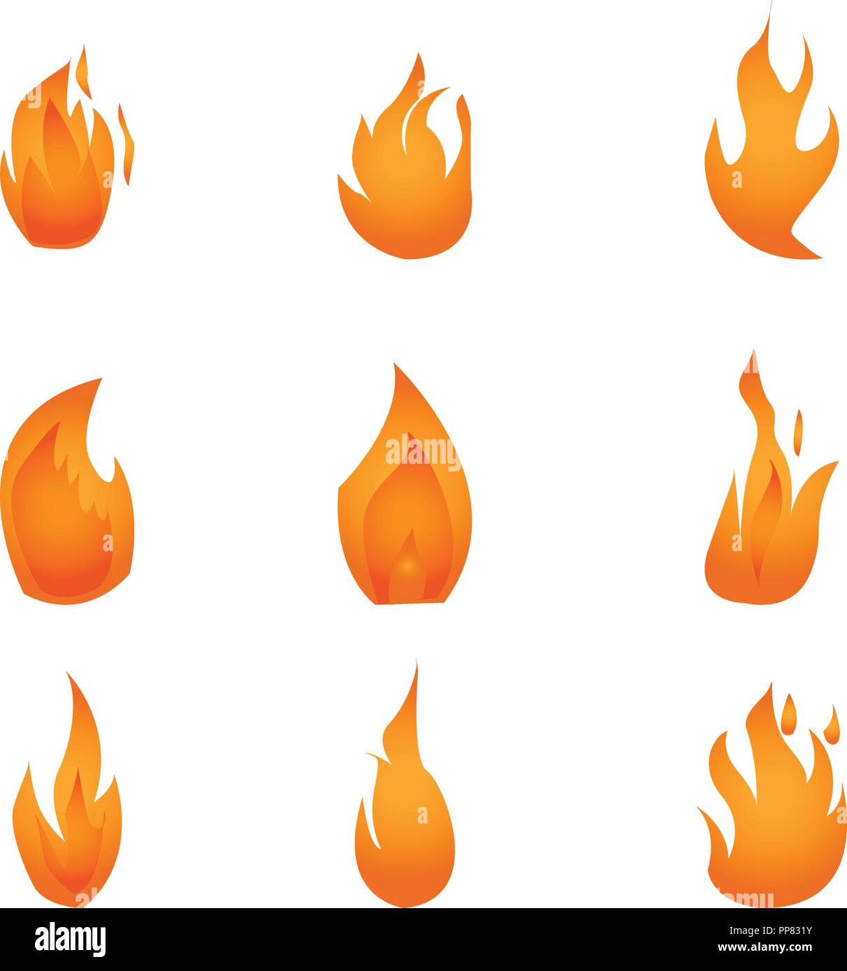 Set of the Fire logo. Red, yellow fire - vector Stock Vector Image ...