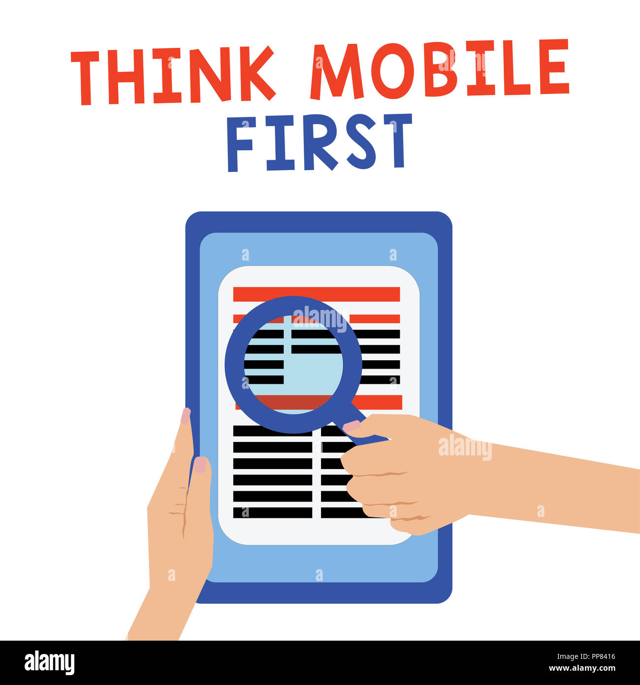 Handwriting text Think Mobile First. Concept meaning Easy Handheld ...