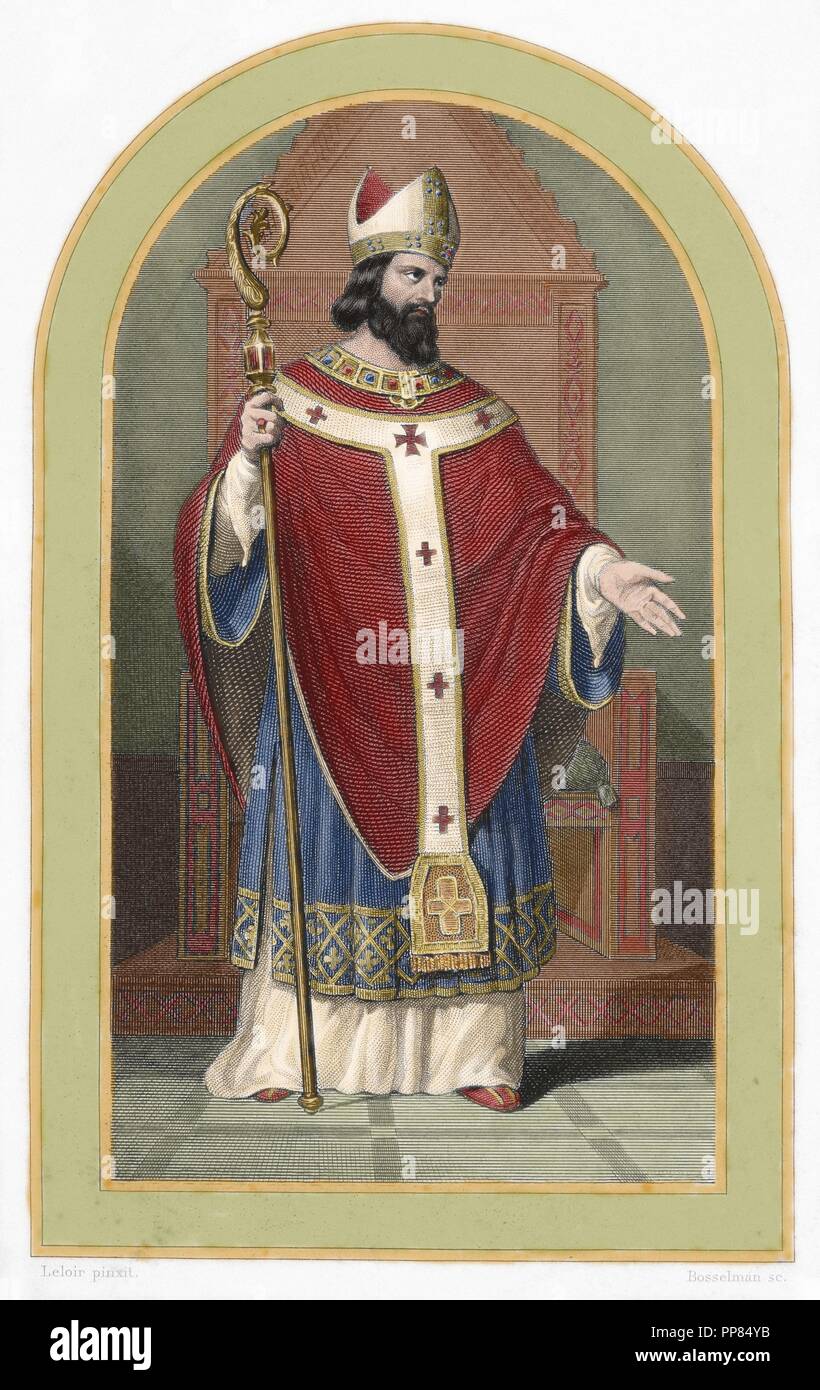 Saint Denis of Paris (3rd century AD). Bishop of Paris. Colored ...
