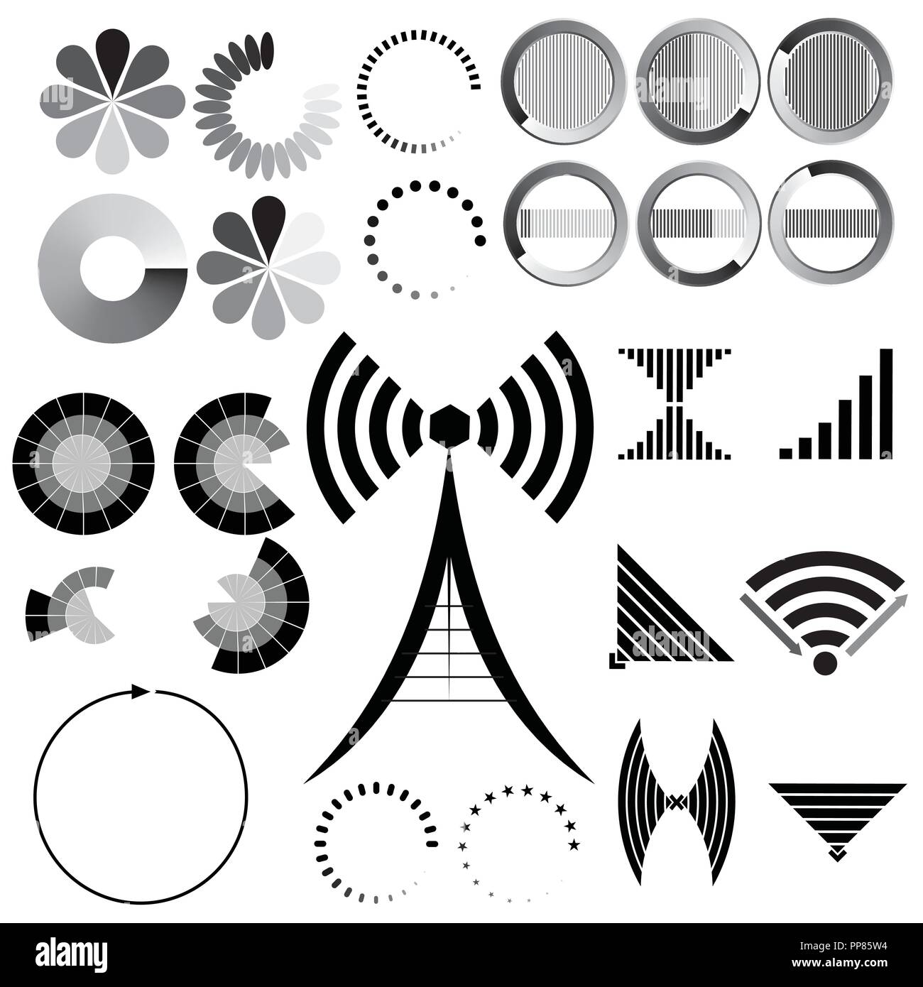 Vector set of indicators. Indicators load, signal level Stock Vector ...