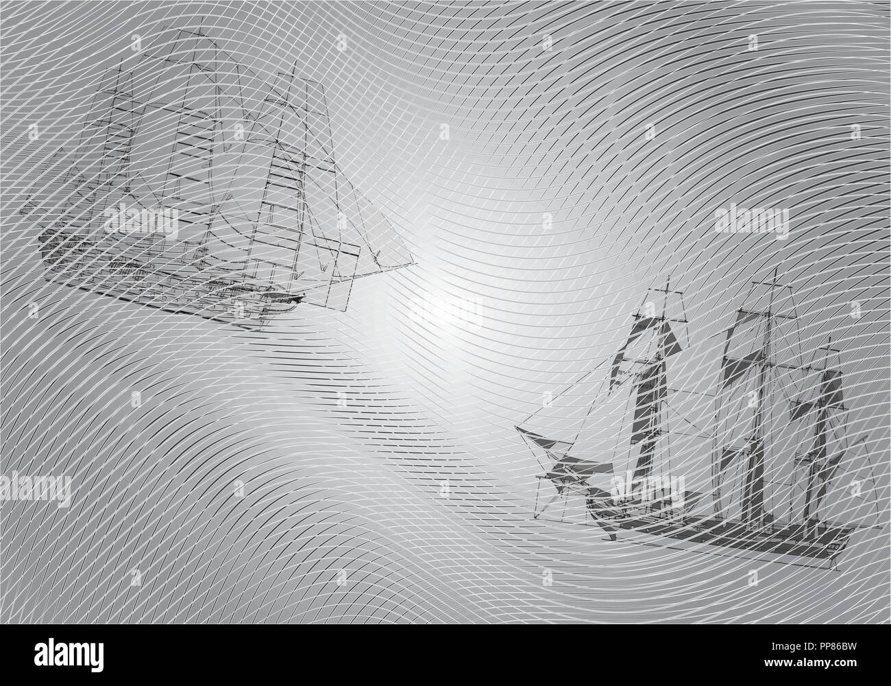 Old drawing floating ship Stock Vector Images - Alamy