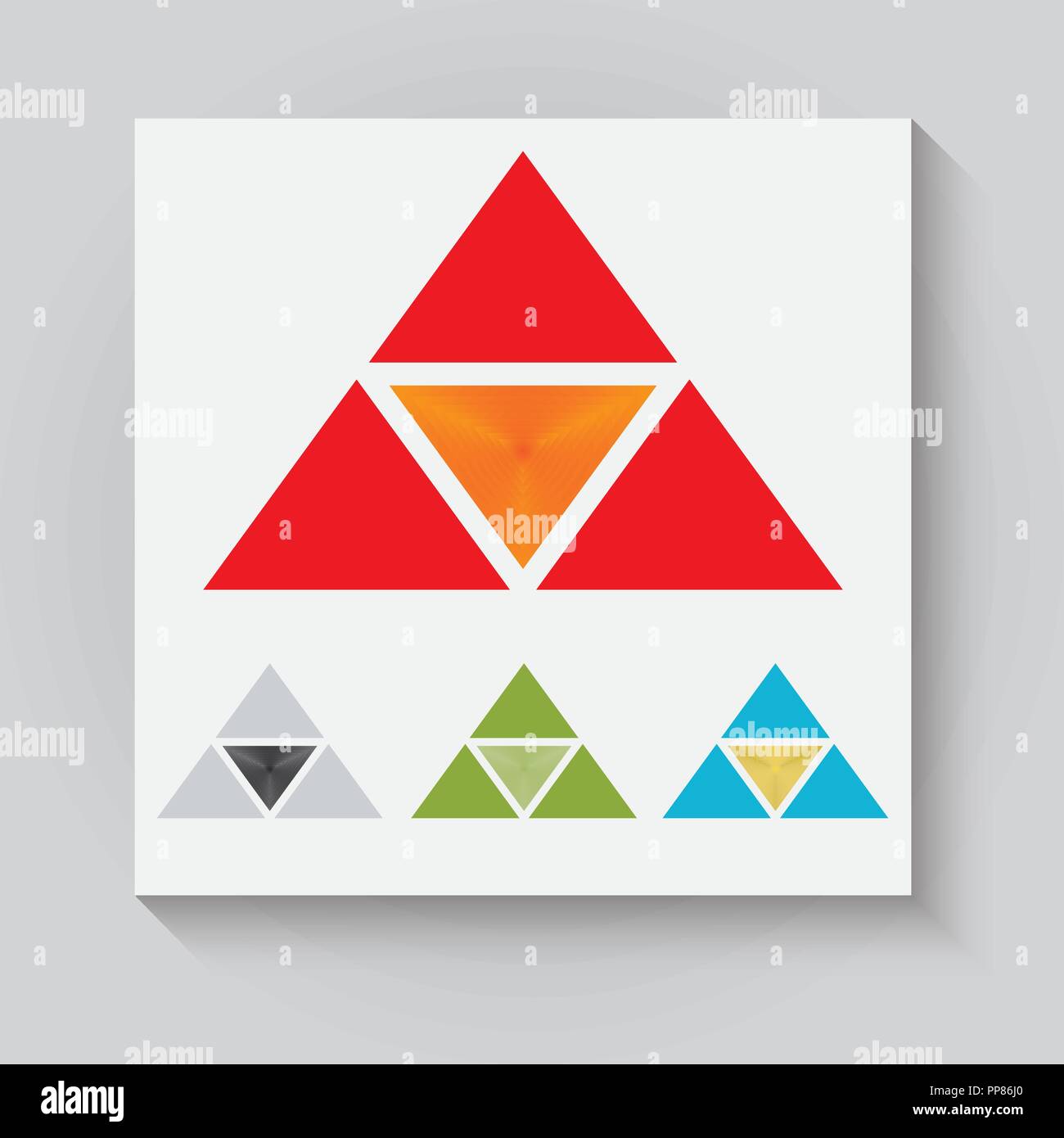 Vector illustration logo with triangles inside the pyramid. Isolated ...