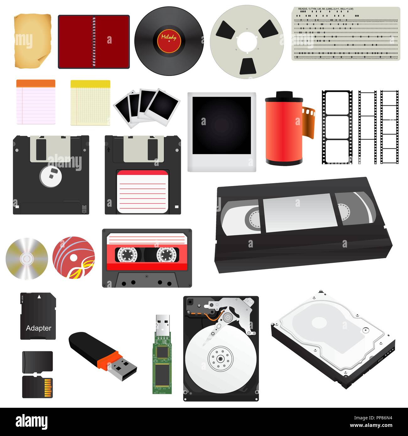 Set storage media of different generations. Vector Illustration Stock ...