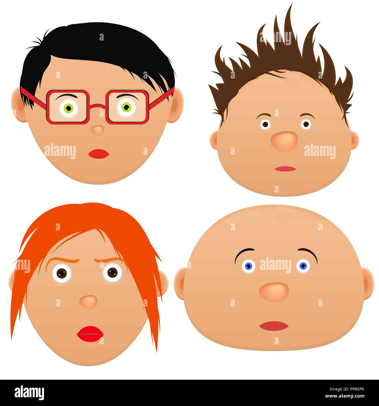 Set of four cartoon characters Stock Vector Image & Art - Alamy