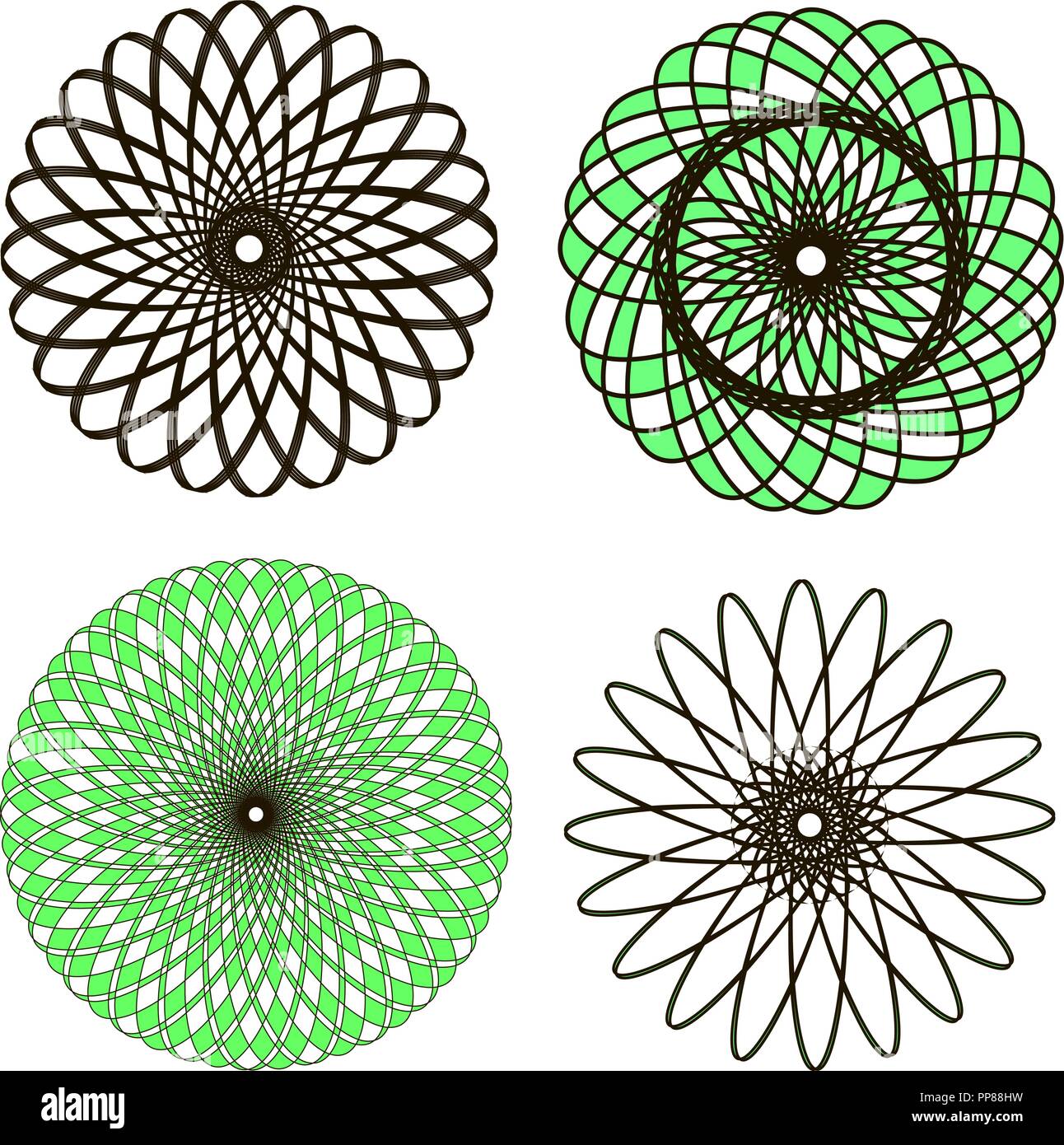 Vector illustration of four beautiful decorative patterns Stock Vector ...
