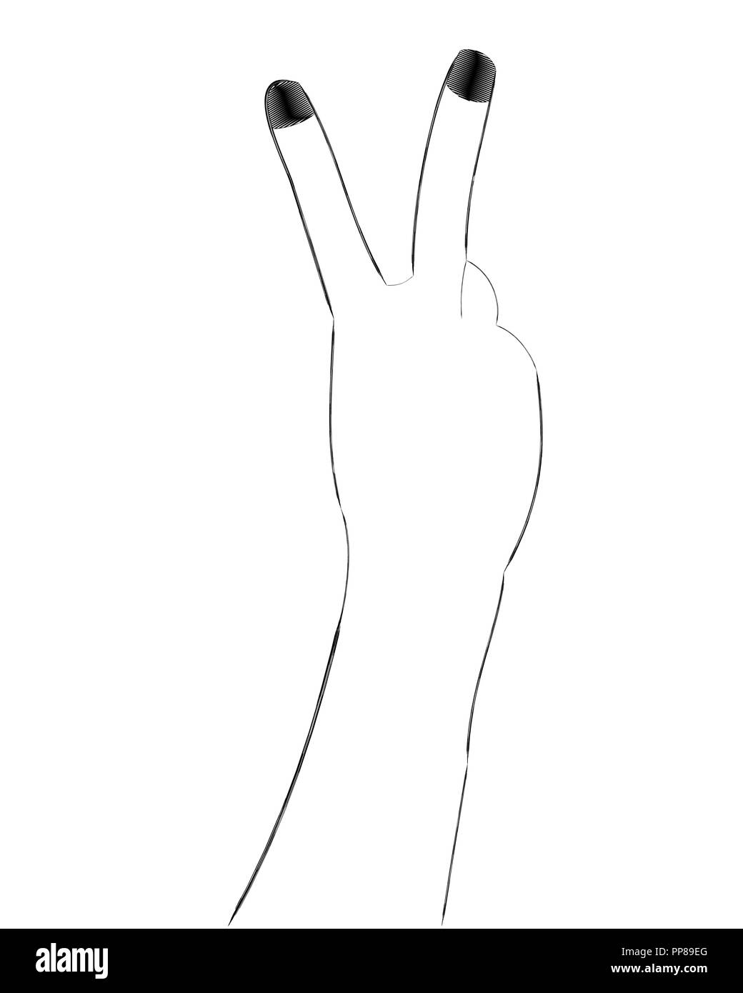 Vector illustration of a hand showing two fingers Stock Vector Image ...