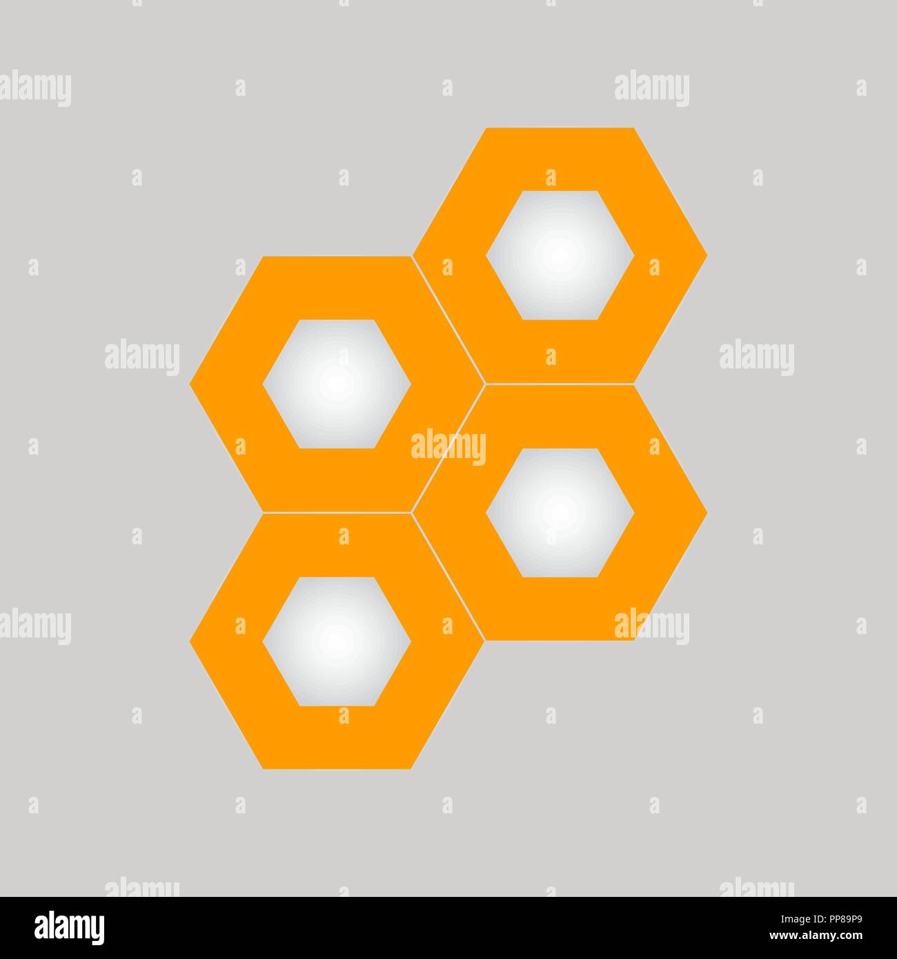 Vector illustration of abstract shapes of polygons in orange Stock ...