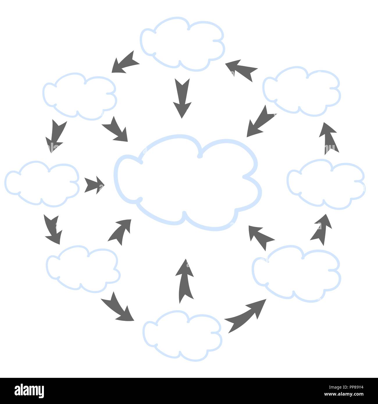 Vector illustration of clouds with arrows. Data transfer Stock Vector ...