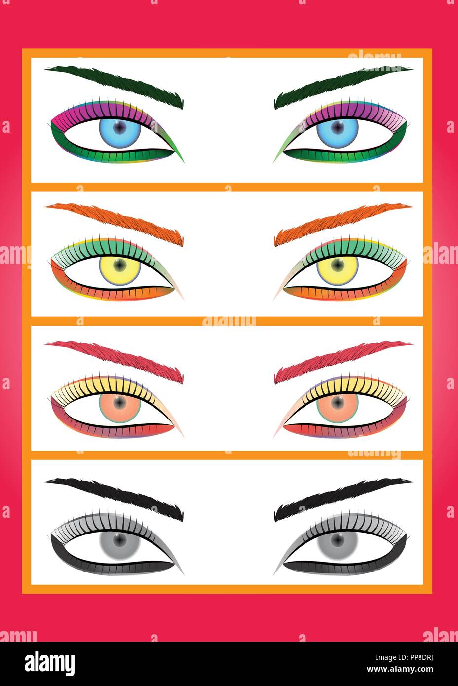 Vector illustration of a glamorous eye, made in bright colors Stock ...
