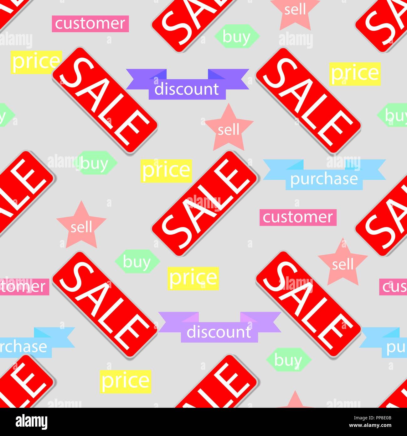 Vector illustration of a seamless texture with inscriptions sale Stock ...