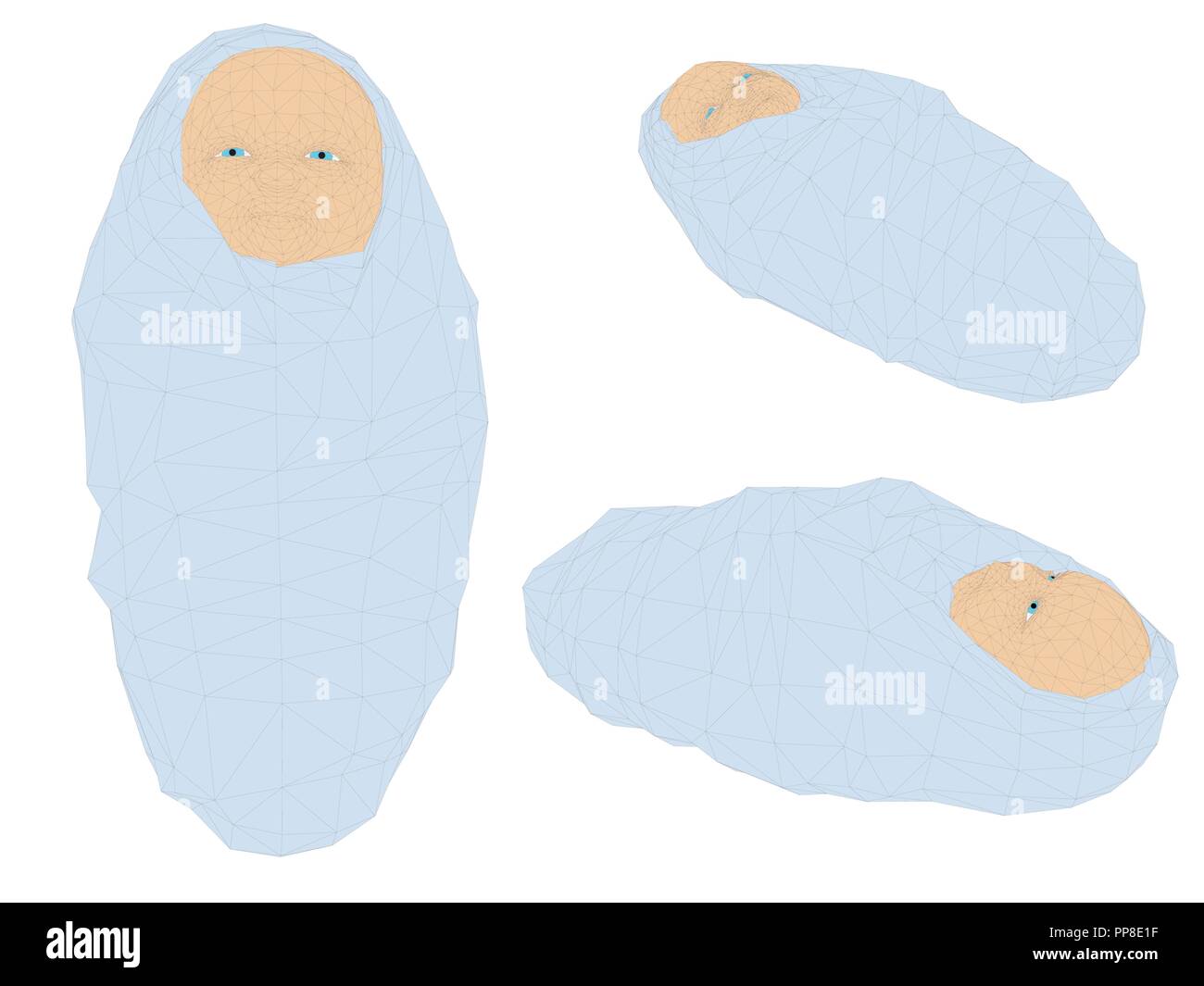 Vector illustration of a baby, wrapped in a sheet. Polygon Stock Vector ...