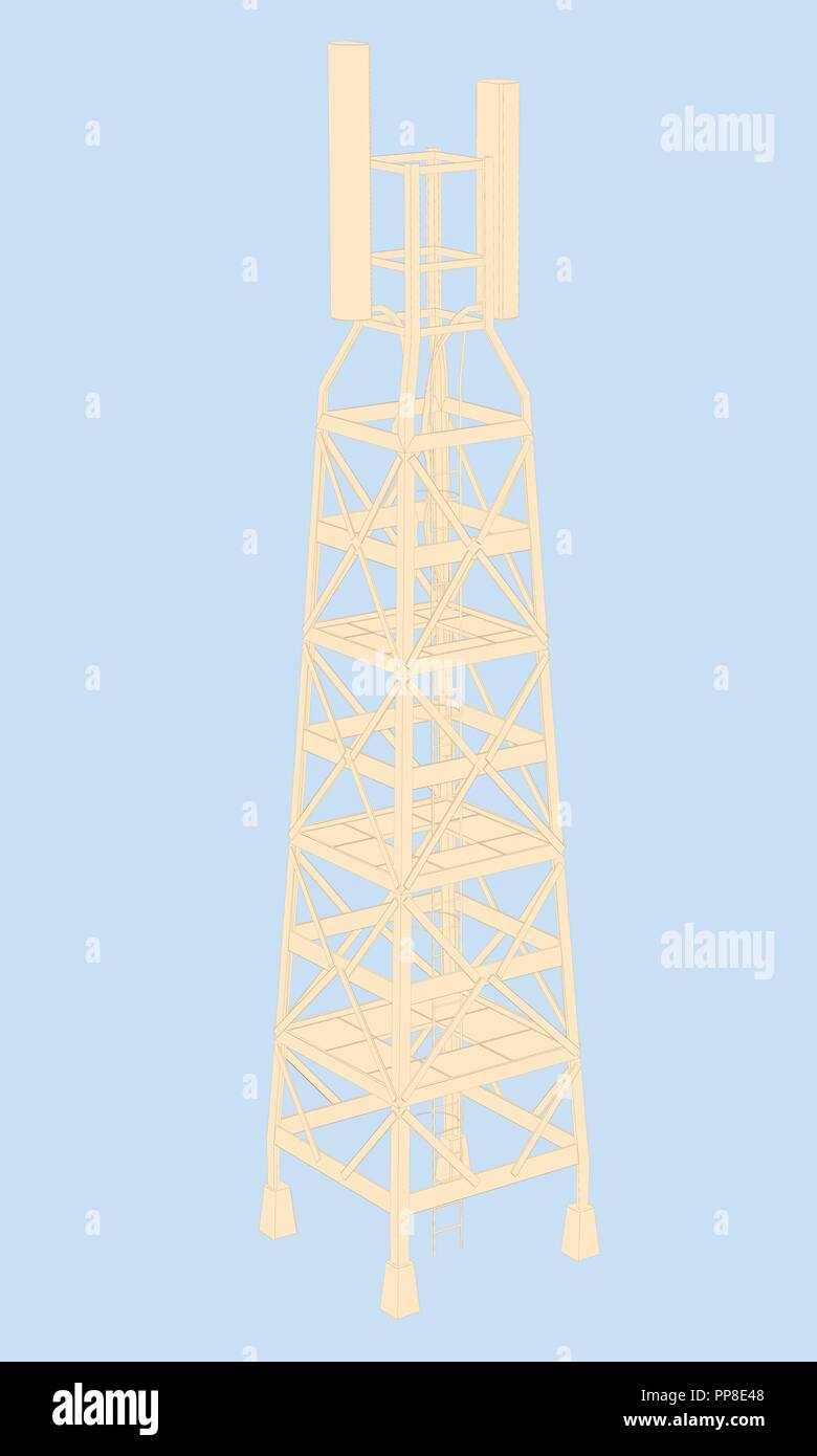 Vector illustration of a radio tower. Isometric Stock Vector Image ...