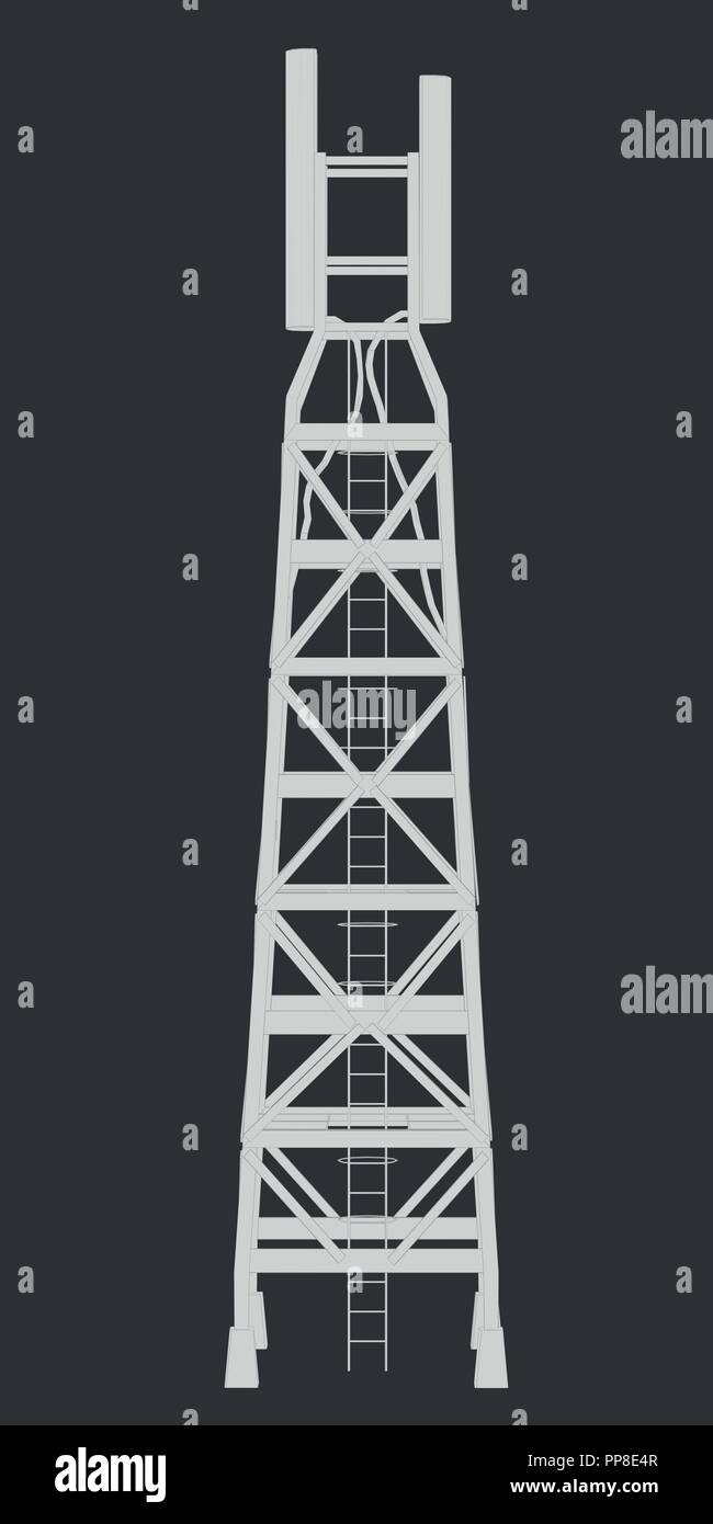 Vector illustration of a radio tower with a ladder Stock Vector Image ...