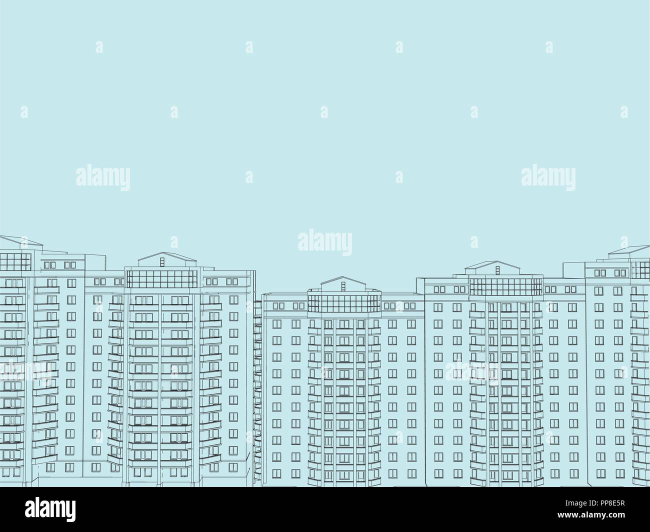 Contour houses. Background with the contour of apartment buildings of ...