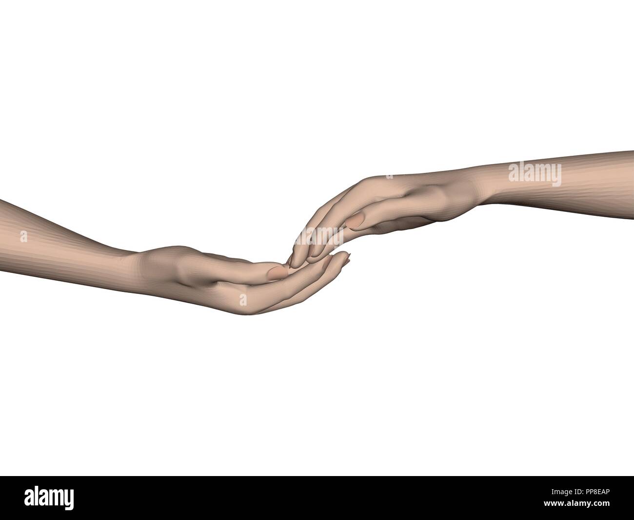 Hands touching each other. 3D. Vector illustration Stock Vector Image ...