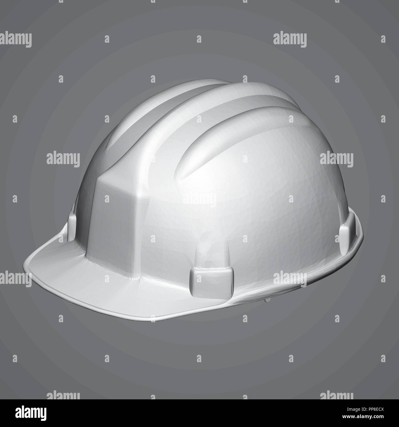 Vector illustration of a white helmet of the builder. 3D. Isometric ...