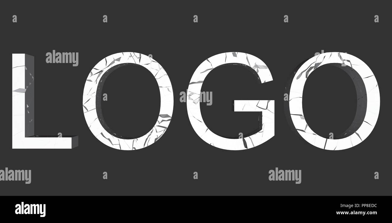 Vector illustration of a collapsing logo. 3D. Animation destruction ...