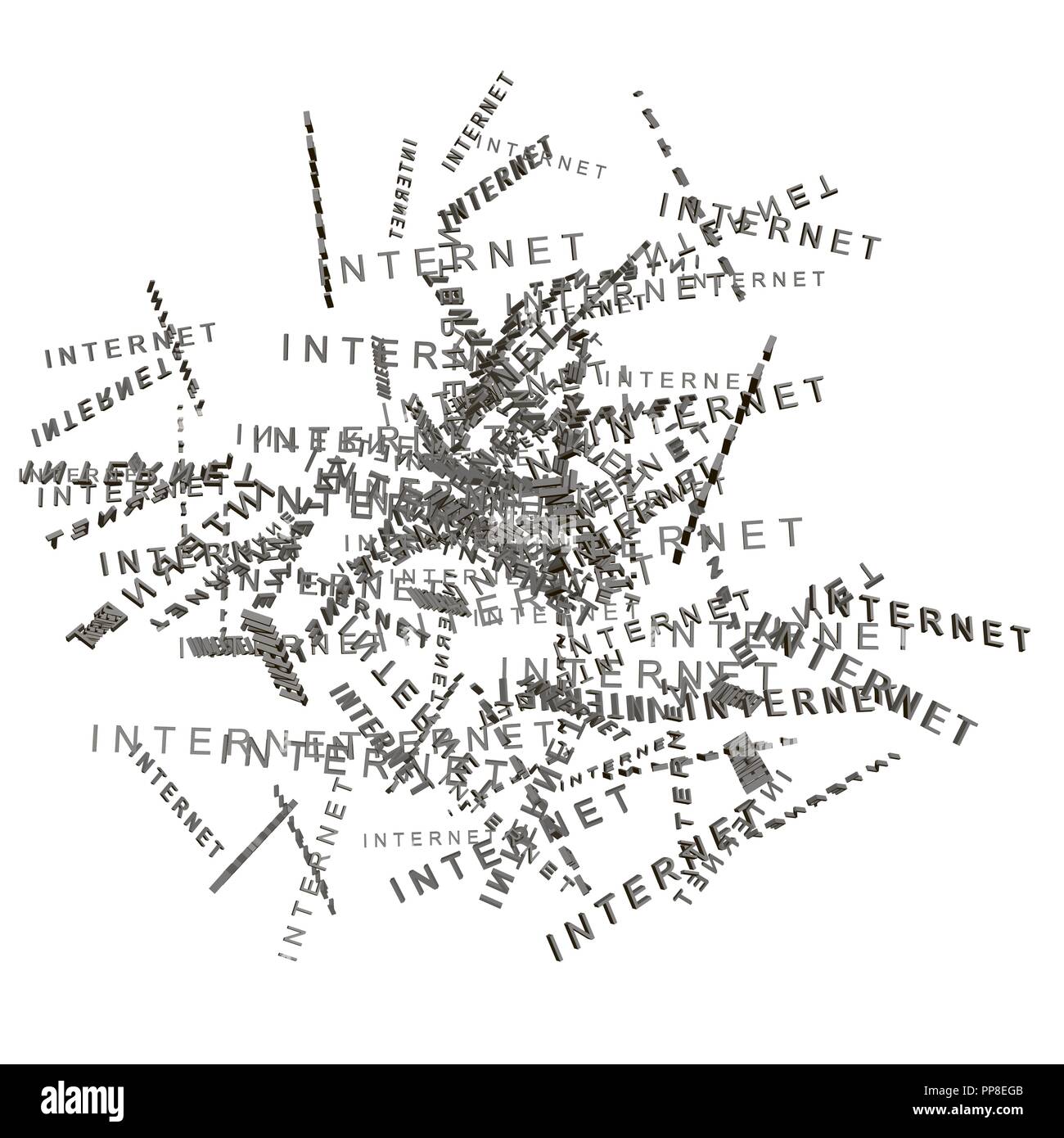 A bunch of internet words are located chaotically. 3D. Vector ...