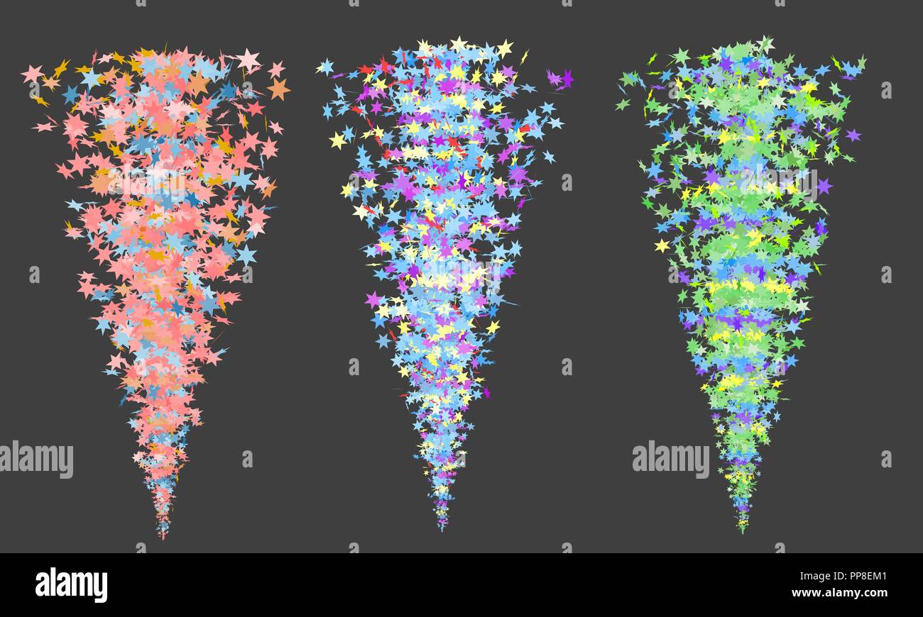 Vector illustration of a stream of stars. Multi-colored particles. An ...
