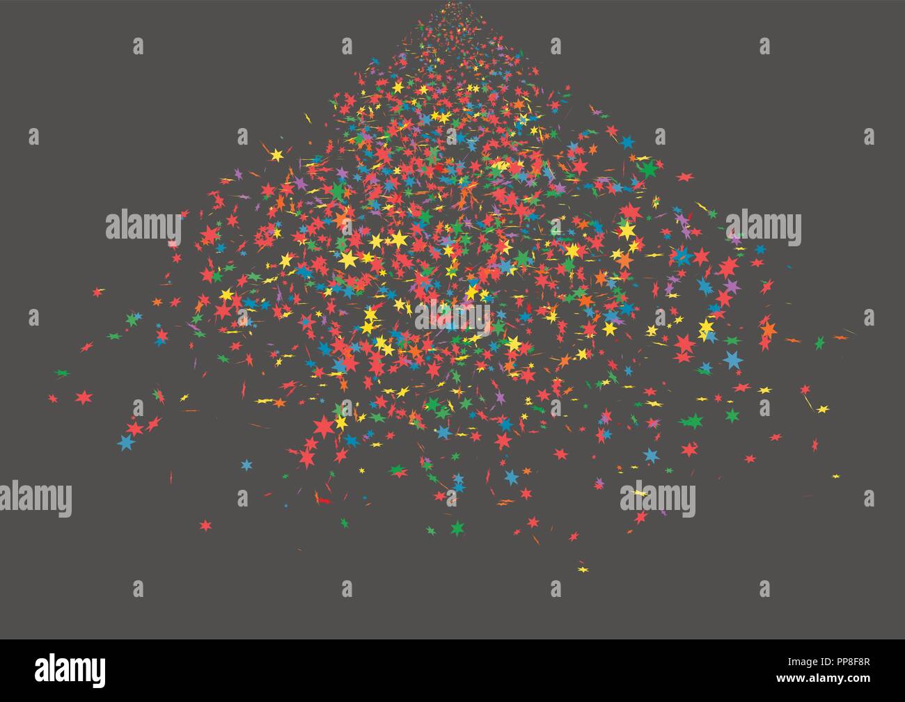 A stream of multicolored stars on a dark background. Vector ...