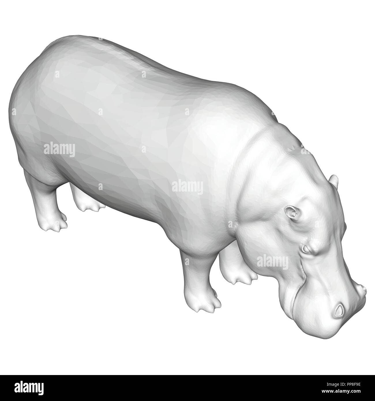 Vector illustration with hippopotamus in isometric. Polygonal cover of ...