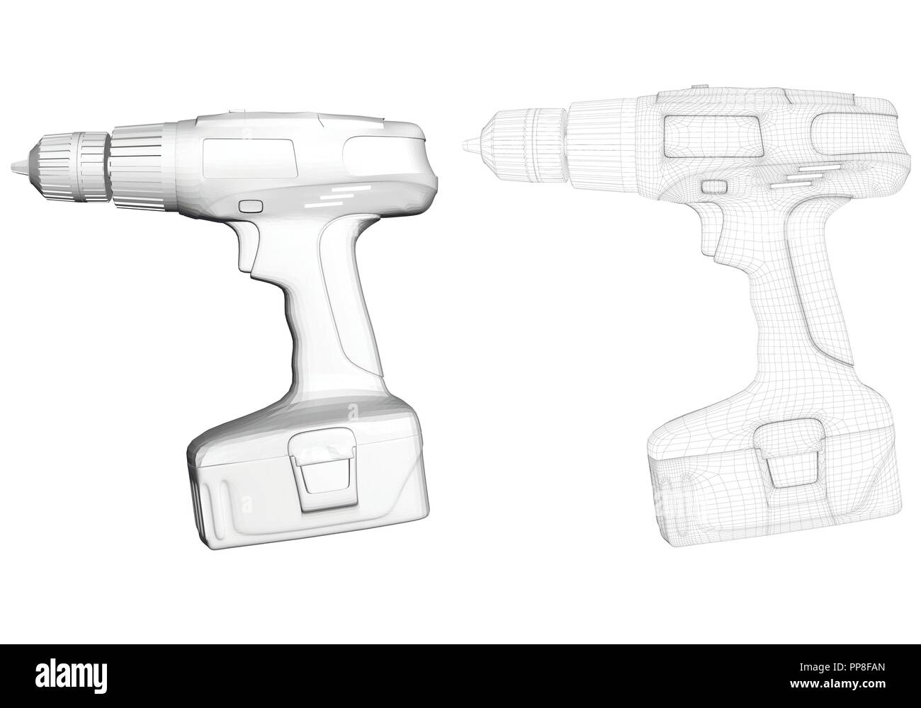 Vector illustration of a screwdriver, side view. Two versions of the ...