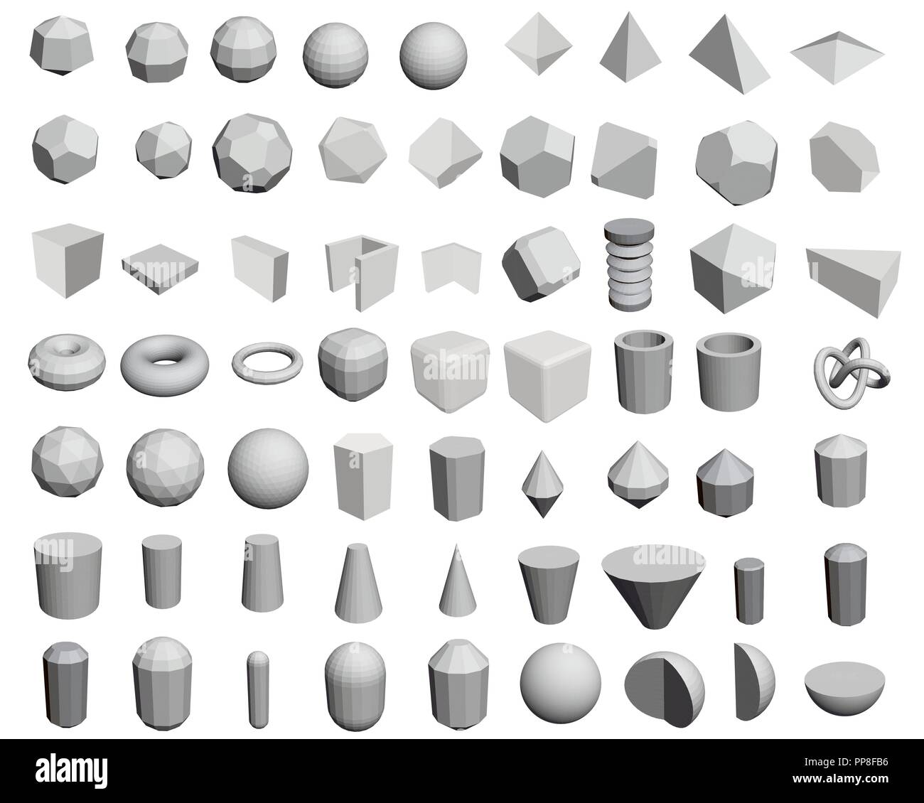 Vector set of different geometric shapes in 3D Stock Vector Image & Art ...